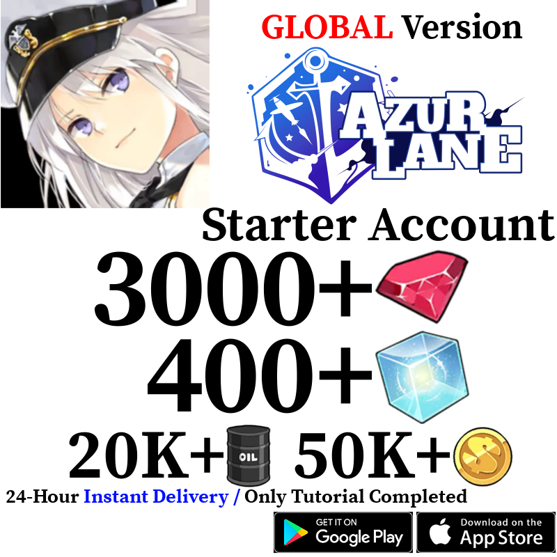 [GLOBAL] [INSTANT] 3000+ Gems 400+ Wisdom Cubes Azur Lane Starter Rero ...