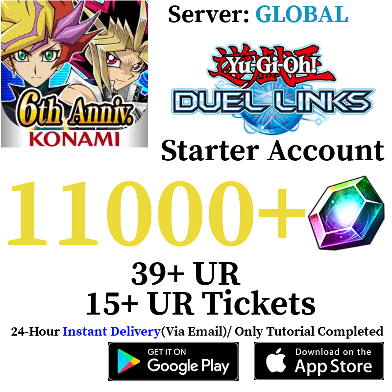 [GLOBAL] [INSTANT] 11000+ Gems Yu-Gi-Oh! Duel Links Starter Reroll Acc – Skye1204 Gaming Shop