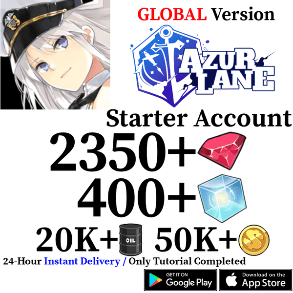[GLOBAL] [INSTANT] 2350+ Gems 400+ Wisdom Cubes Azur Lane Starter Rero ...