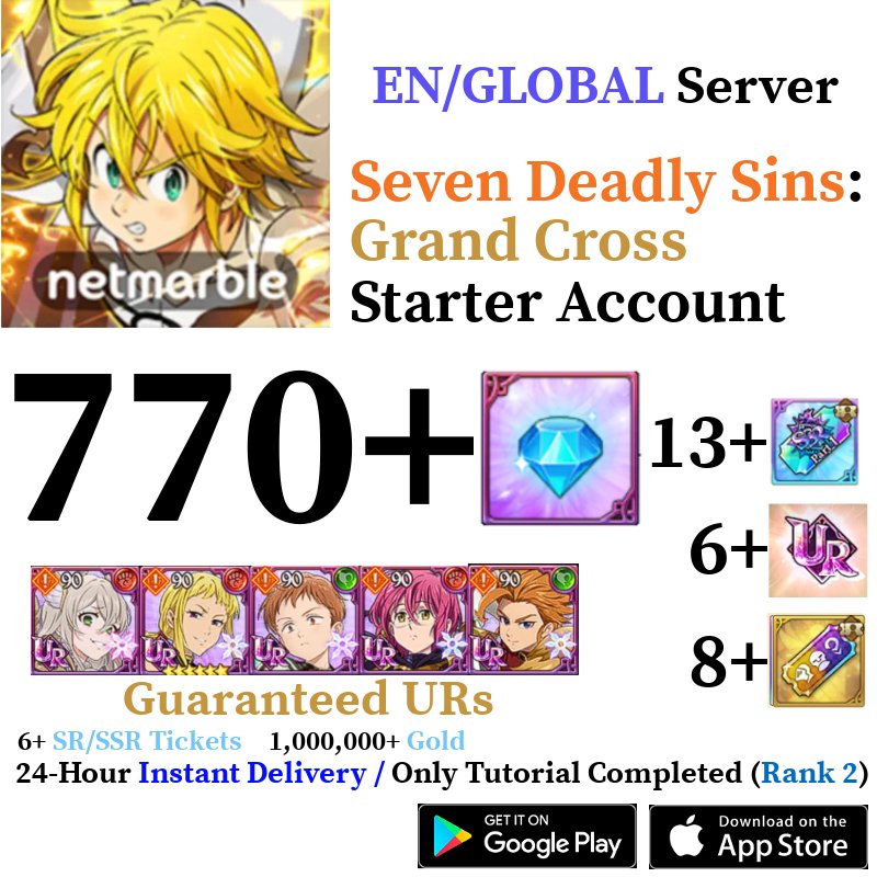 [GLOBAL] [INSTANT] 770+ Diamonds Seven Deadly Sins 7DS Grand Cross Sta ...